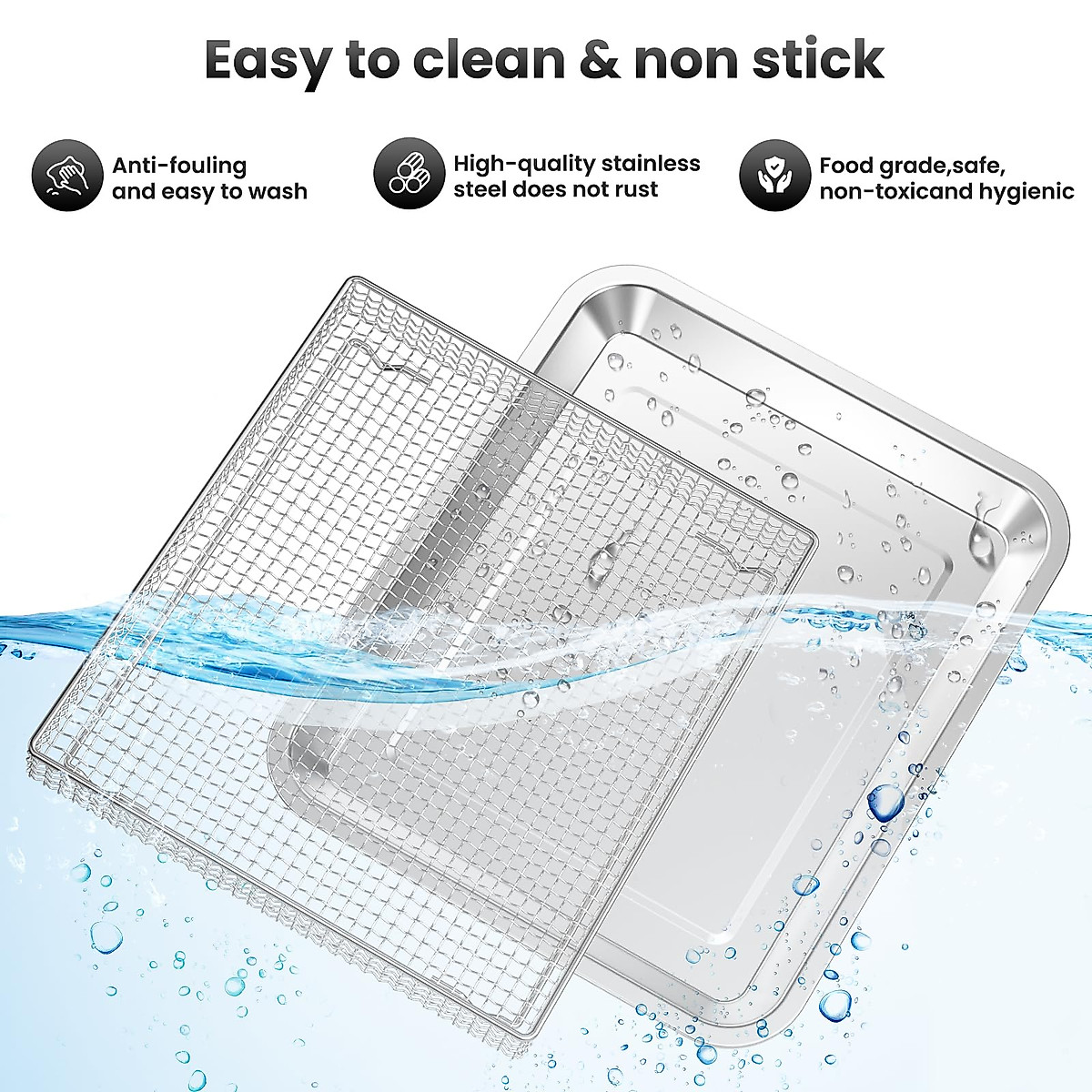 Stainless Steel Air Fryer Basket and Tray,Compatible with Cuisinart Airfryer TOA-060 and TOA-065