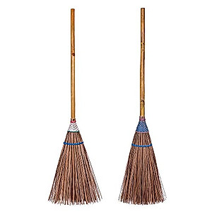 Heavy-Duty Coconut Leaf Stick Broom Outdoor Indoor Commercial Perfect for Lobby Mall Market Floor Garage Courtyard
