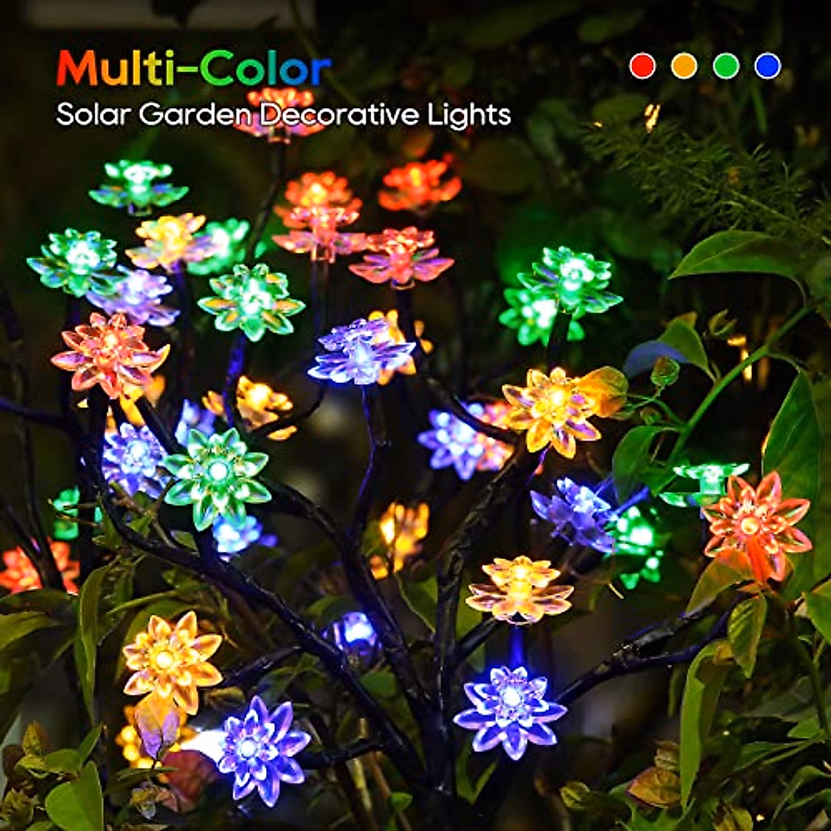 KOOPER Solar Garden Lights, 6 Pack Solar Lights Outdoor Waterproof, Multi-Color Solar Outdoor Lights Solar Flower Lights for Yard, Patio, Pathway Decoration, Double Layer Flower & Bigger Solar Panel