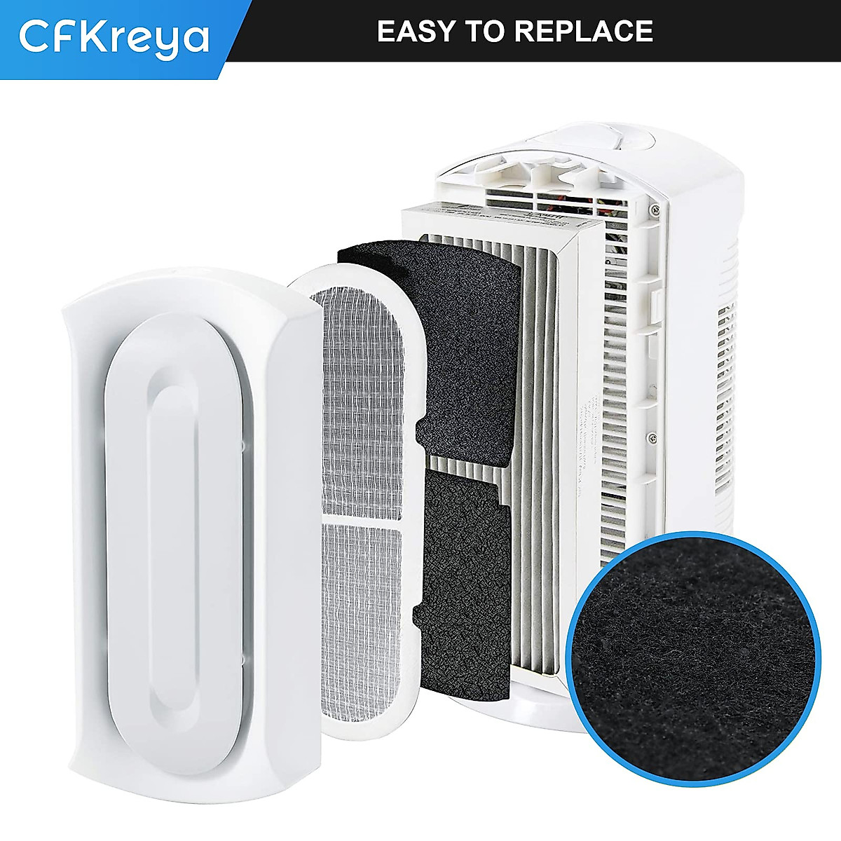 CFKREYA 04383 True Air Replacement Filters Compatible with Hamilton Beach True Purifier Odor Eliminators Model 04383,04384,04530,04531 and 04532,10-Pack