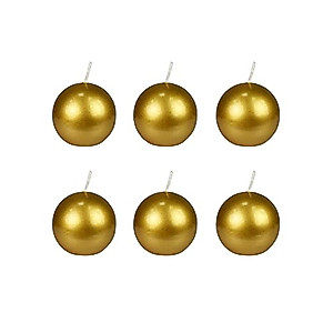 Zest Candle 6-Piece Ball Candles, 3-Inch, Metallic Gold