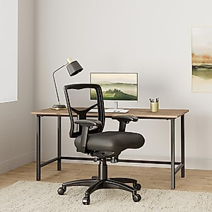 Office Star ProGrid Breathable Mesh Back Manager's Office Chair with Built-in Lumbar Support and Height Adjustable Padded Arms, Coal FreeFlex Fabric