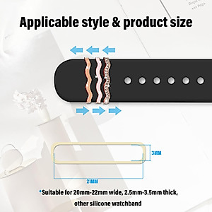 Kakurookie Band for Samsung Galaxy Watch 7 6 5 4 Band with Charms, Women Silicone Band with Metal Diamond Charms Accessories for Watch 6 Classic /Watch 5 Pro/Watch 4 Classic 47mm 46mm 44mm 43mm 42mm 40mm