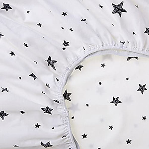 Kushies Crib Sheet Flannel Scribble Stars Black & White (S330-609)