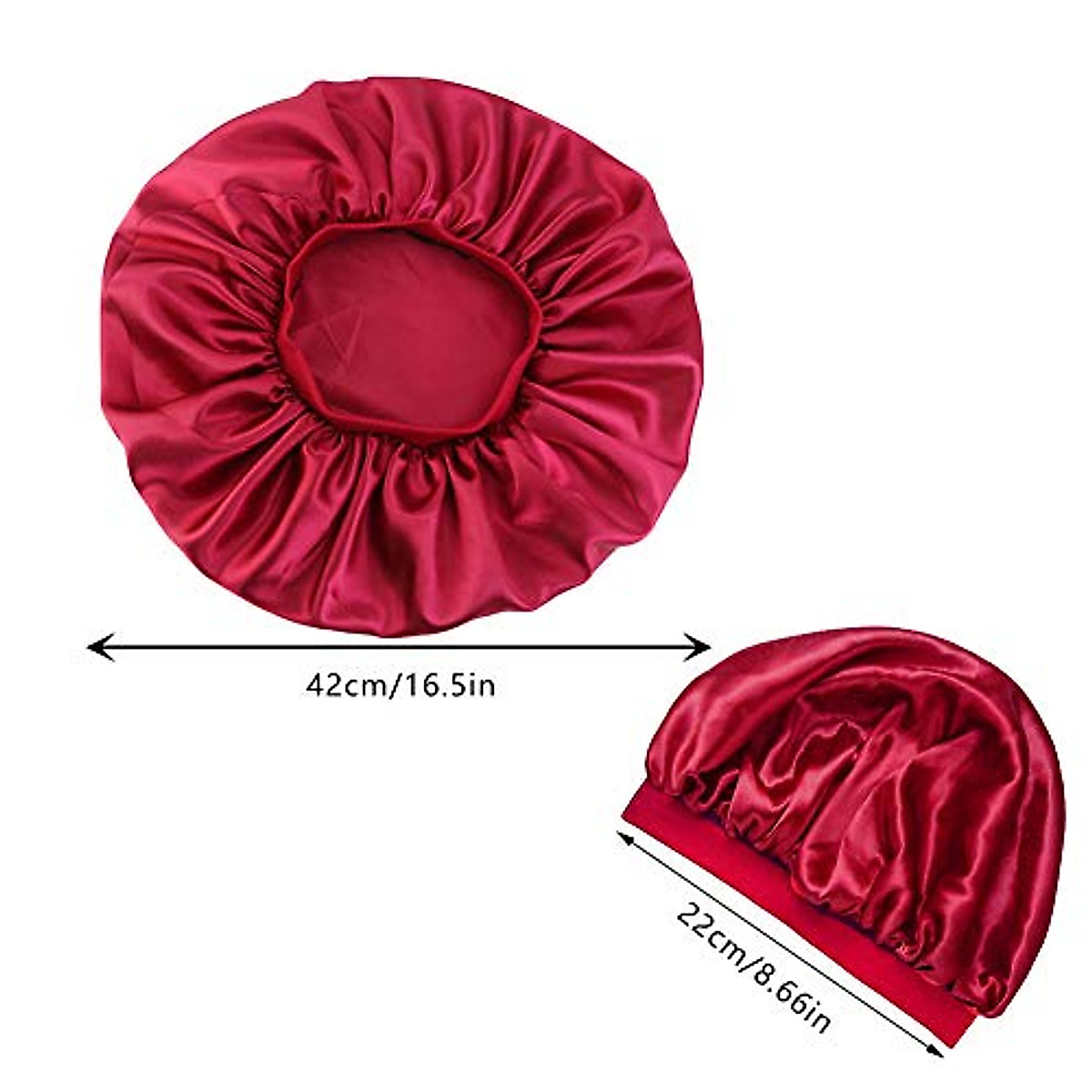 2 PCS Satin Silk Bonnet Sleep Cap Extra Large Jumbo Day and Night Cap Hat Salon Bonnet Head Hair Covers Chemo Caps with Elastic Wide Band for Black Women Long Curly Natural Hair Braids