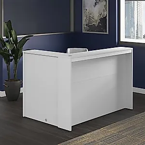 Bush Business Furniture Studio C 72W Reception Desk with Shelves in White