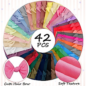 Janinka Baby Girl Hairband, 42 Pcs Nylon Headbands with Bows Knotted Children Soft Hair Accessories for Kids Baby Girls Boys Newborn Infant Toddlers