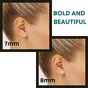 14k Yellow Gold Diamond-cut Ball Stud Earrings (8mm)…