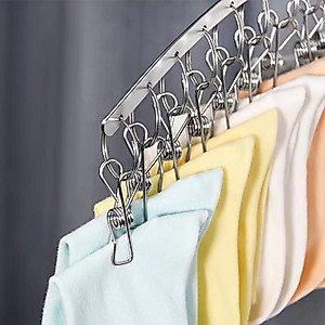 Laundry Sock Drying Rack with 20 Clips Windproof Drying Rack Multi-Purpose Stainless Steel Clothespins, ZNREUHATravel Camping Dryer Hanger for Socks, Gloves, Hat, Baby Clothes (2 Pack)