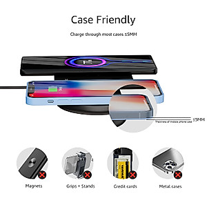 Amazon Basics Qi Certified Dual 10W Wireless Charging Pad - Includes AC Adapter, Black