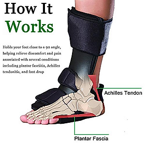 Orthomen Dorsal Night Splint for Plantar Fasciitis Pain Relief, Foot Drop Brace for Sleeping(L/XL)