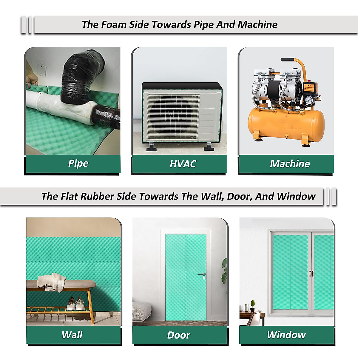 BXI Double Noise Blocker Sound Proof Foam, 39.4 X 13.4 X 1 Inch Egg Crate Foam Rubber Sound Deadening Material, Sound Dampening Acoustic Foam Panels for HVAC, Pipe, Machine, Window, Wall, Door