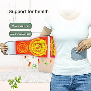 Self-Heating Wormwood Waist Belt, Natural Herbs Mugwort Lumbar Belt Moxibustion Heating for Back & Spine Pain Relief, Breathable Back Support Belt with Heating Pad for Men & Women Lumbar Support