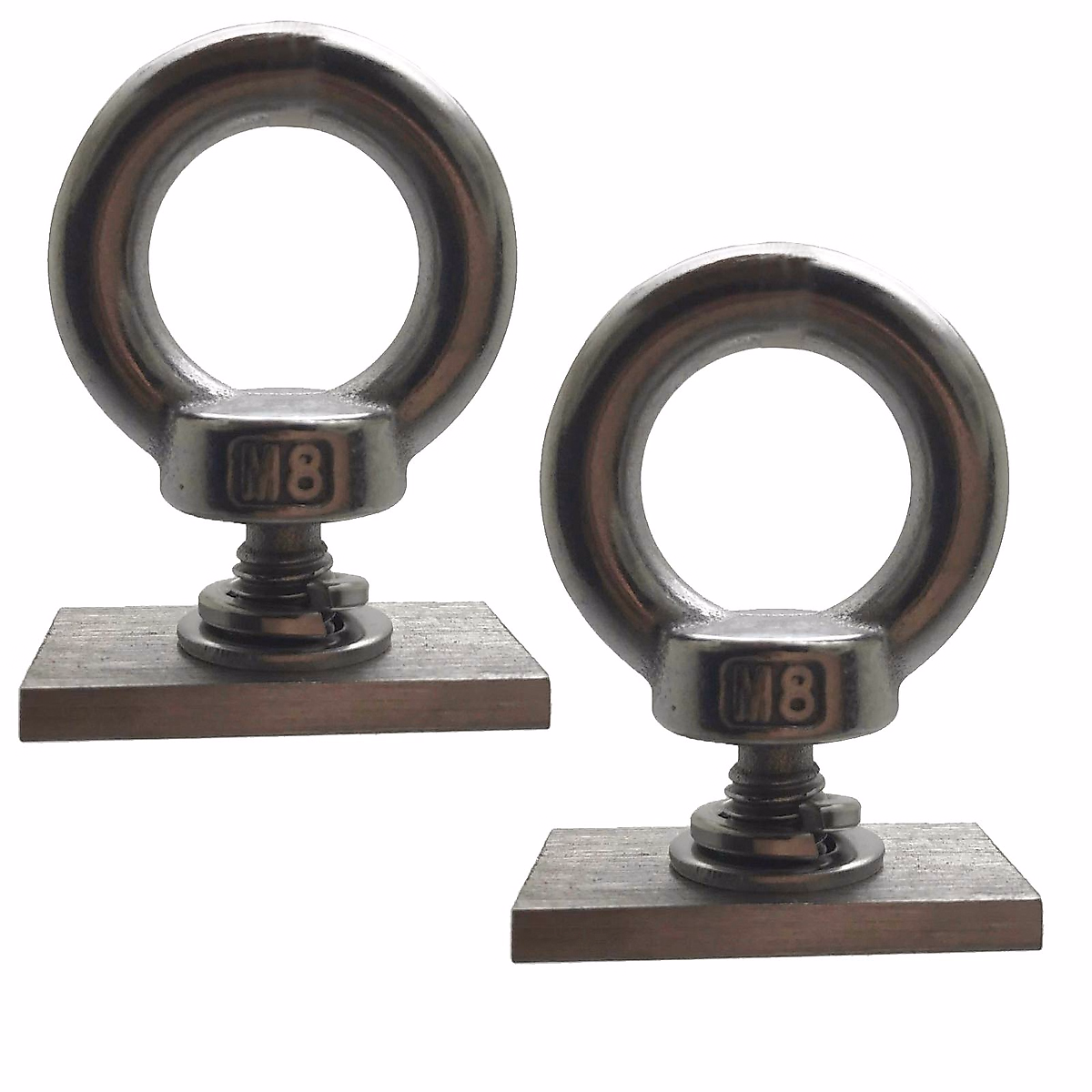 2 pack M8 Full Heavy-Duty Stainless Steel - Kayak Track Mount Rail Tie Down Eyelet to Hold Your Bungee Cord or Ropes - Quick Release Rail Tie Down Anchor - No Track - Can be Used for anchoring