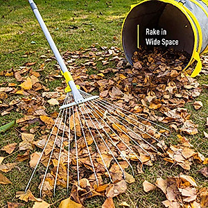Jardineer Leaf Rake - Garden Rake for Leaves, Adjustable Metal Rake and Yard Rake, Collapsible Lawn Rake with Expandable Head from 7 inch to 23 inch. Ideal Garden Leaf Rake Tools