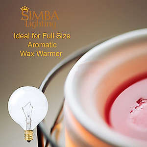 Simba Lighting Aromatic Wax Warmer Small Globe G16.5 Round Bulb 25W E12 Candelabra Base (4 Pack) for Chandelier, Ceiling Fan, Decorative Vanity Lights, Sconce, Clear Glass, 110V 120V, 2700K Warm White