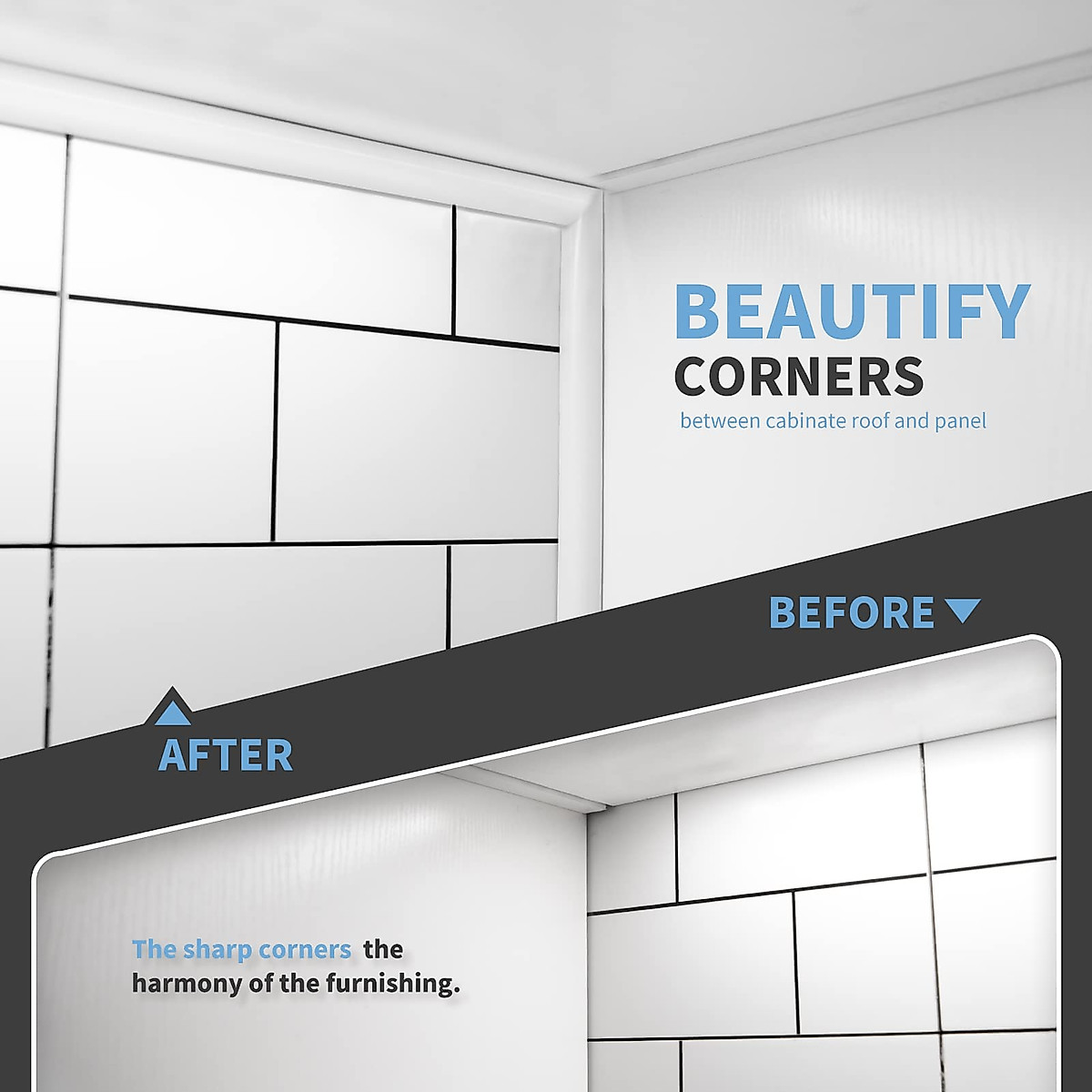 Art3d 10Ft Flexible Trim Caulk Strip, Peel and Stick Trim for Molding, Tile Edge, Ceiling, Wall Corner in White