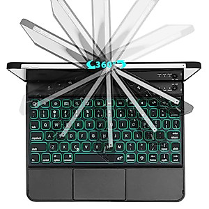 LENRICH Keyboard Case for iPad Air 11 inch M2 2024,Mulit Touchpad Backlight for iPad Pro 11-inch 4th/3rd/2nd/1st/iPad Air 5th/4th Generation 10.9 inch 360 Swivel Rotatable Thin Light Cover