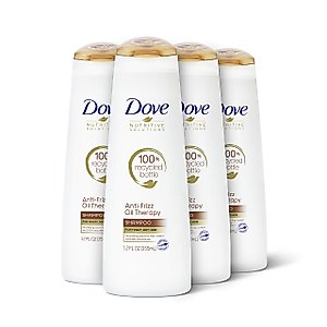 Dove Nutritive Solutions Dry Hair Shampoo for Frizz Control Oil Therapy with Nutri-Oils Moisturizing Shampoo Formula Smooths Hair 12 oz, 4 Count