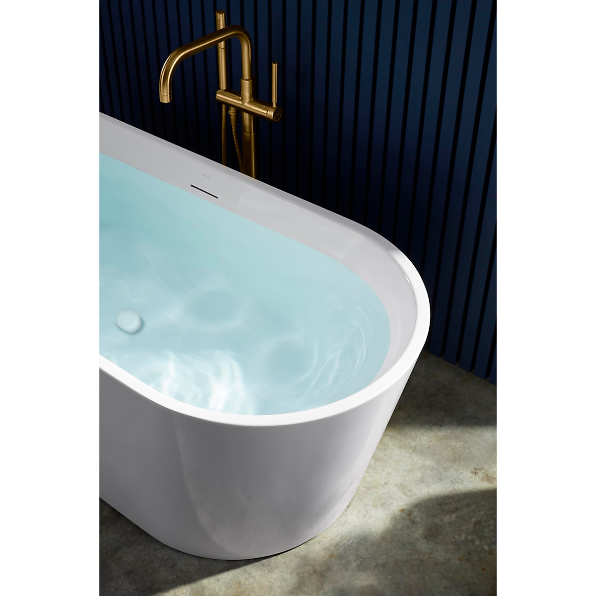 KOHLER T97328-4-2MB Purist Floor-Mount Bath Filler Trim with Handshower, Single Lever Handle Bathtub Faucet, 1.75 GPM Handshower, Vibrant Brushed Moderne Brass