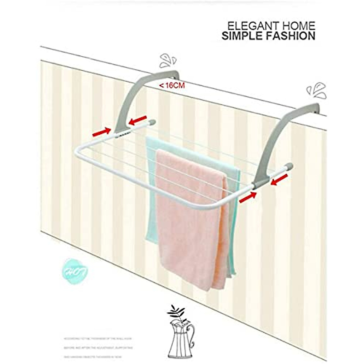 ZyHMW Clothes Airer 1PC Folding Adjustable Drying Rack Clothes Outdoor Pole Airer Balcony Telescopic，Folding Airer (Size : 50x28cm) (Size : 55x34cm)