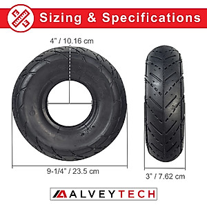 AlveyTech 3.00-4 (10"x3", 260x85) Pneumatic Tire - Replacement for Razor, Minimoto, MotoTec, Schwinn, EVO, Electric Scooter, Mini Bike, Hand Trucks, Go-Kart & More - 3.00-4 Tire and Wheel