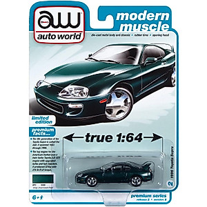 1996 Supra Deep Jewel Green Metallic Modern Muscle Limited Edition 1/64 Diecast Model Car by Auto World 64362-AWSP102 B