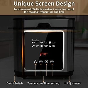 CUSIMAX Deep Fryer with Basket for Home Use,1200W Electric Fryer with LED Display Temperature Control,Removable Lid and 2.6QT Non-Stick Inner Pot,Stainless Steel,Silver
