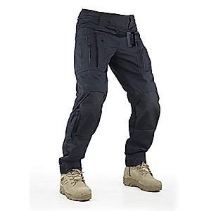 Survival Tactical Gear Pants with Knee Pads Hunting Paintball Airsoft BDU Military Camo Combat Trousers for Men (Black, L)