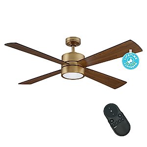 Ceiling Fans with Lights and Remote, 52 Inch Gold Ceiling Fan for Bedroom Living Room, Farmhouse Chandelier Outdoor Ceiling Fan with Light, Reversible 4 Blades, Ventilador de Techo con Luz