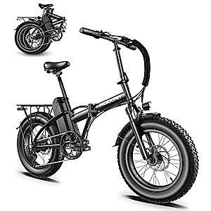 Mukkpet Electric Bike for Adults,ebike,Folding e Bike,Fat tire ebike 500W 48V 13AH Removable Lithium Battery 20 * 4.0'' Fat Tire City ebike for Adult Folding Ebike for Men Women (Black) (Black)