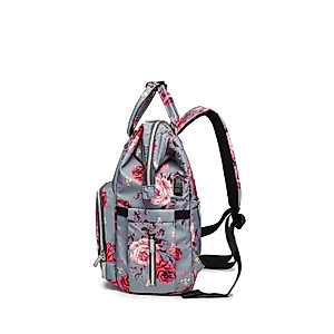 Diaper Bag Backpack, Baby Bag with Changing Pad, Waterproof Multifunction Nappy Bag,Maternity Travel Back Pack for Mom&Dad (Floral)