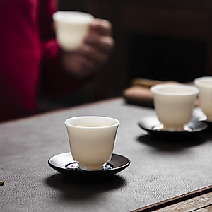 Sizikato 6pcs Pure White Chinese Porcelain Tea Cup, 45ml Exquisite Mini Sake Cup