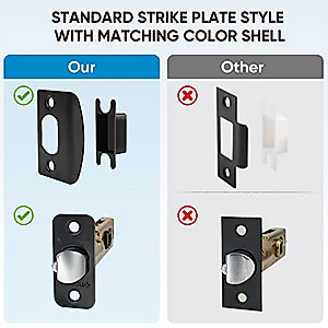 TICONN Door Handle Heavy Duty, Reversible Square Door Lever for Bedroom, Bathroom and Rooms (Black, Keyed Entry - Not Keyed Alike)