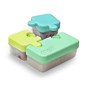 melii Puzzle Bento Box, Lunch and Snack Container for Toddlers and Kids (Blue, Mint & Lime)