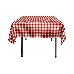 Runner Linens Factory Square Checkered Tablecloth 54x54 Inches (Red & White)