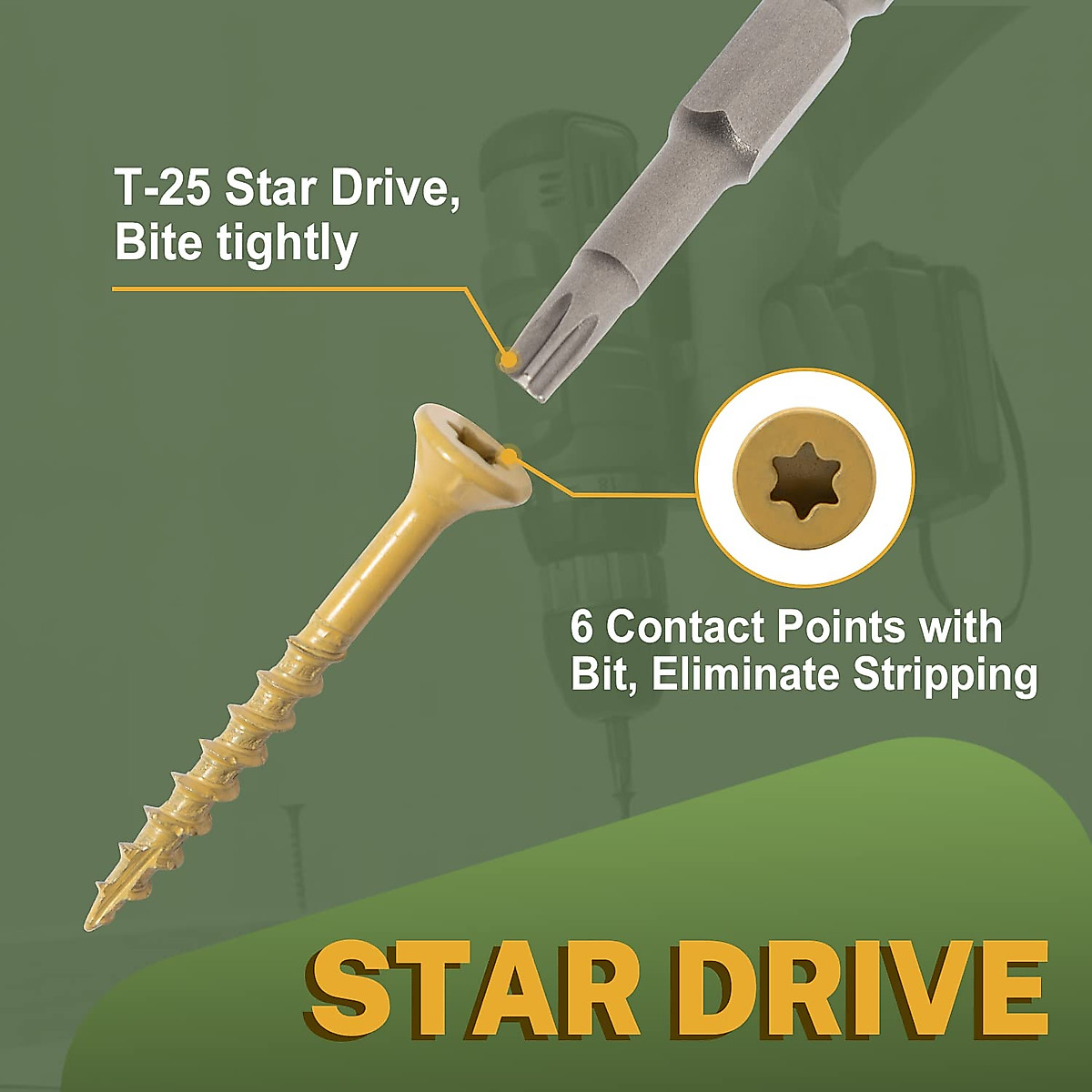 LIONMAX Deck Screws #10 x 3 Inch, 150 PCS Wood Screws for Exterior Project, Star Drive, Coarse Thread with Tan Coated, Self-Tapping, Rust Resistant, Drive Bit Included