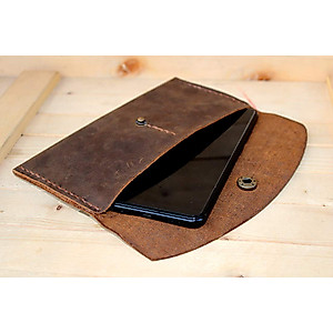 Handmade High Quality Retro Leather Multi-function Envelope Mobile Phone Card Holder Wallet