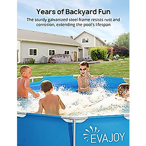 EVAJOY 12ft x 30in Metal Frame Swimming Pool, Outdoor Round Above Ground Pool with Steel Frame, Heavy-Duty PVC, Easy Assembly for Backyard, Garden, Lawn