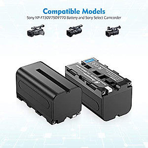 Powerextra 4 Pack Replacement Sony NP-F750 Batteries and 4-Channel Charger for Sony NP-F730, NP-F750, NP-F760, NP-F770 Battery