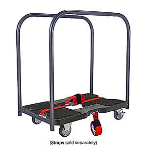 1,200 lb Capacity General Purpose E Track Panel Cart Dolly Black, Heavy Duty 4 in Thermoplastic Swivel Non Marking Caster Wheels