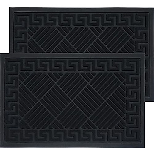 2 Pack Door Mats Outdoor Indoor Entrance 30x18 Heavy Duty Easy Clean Welcome Mat Patio Waterproof, Non-Slip Exterior Rubber Doormat for Outside Entry Home, Front Door Matts, Entryway Floor Rug, Black