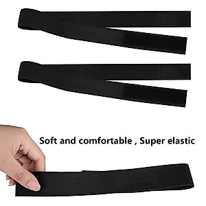 WILLBOND 12 Pieces Adjustable Elastic Band for Wigs, Polyester Fiber Wig Edge Band, 1.2 Inch in Width, 23.6 Inch in Length, Black