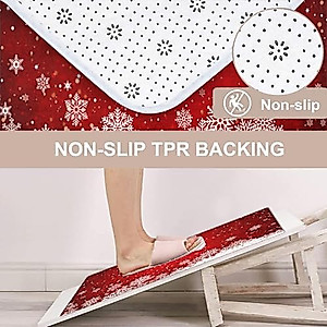 ArtSocket Christmas Bathroom Rugs and Mats Set 3 Piece, Christmas Red Classic Rugs Non Slip, Snowflake Absorbent Microfiber Memory Foam Bath Mat Machine Washable Bathroom Floor Mats