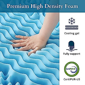HUXMEYSON Foam Mattress Topper Queen, 7 Zone Cooling Mattress Topper with Gel Infused, Egg Crate Bed Topper Mattress Pad, CertiPUR-US Certified, 2 Inch (60 * 80 Inch)