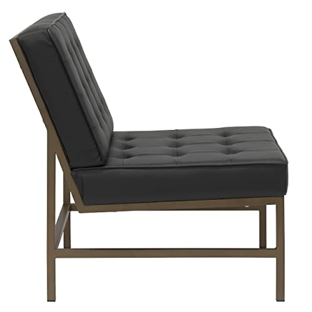 Studio Designs Home Ashlar Modern Metal Frame and Blended Leather Square Accent Chair, 250, Bronze/Black