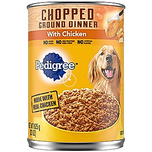 PEDIGREE CHOPPED GROUND DINNER Adult Canned Soft Wet Dog Food with Chicken, 22 oz. Cans 12 Pack