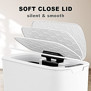 TrashAid Touchless Bathroom Trash Can with Lid, 5.5 gallon Rechargeable Motion Sensor Slim Trash Bin Automatic, Smart Plastic Garbage Can White Wastebasket for Toilet, Office, rv, Bedroom, Living Room