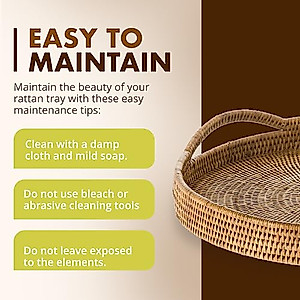 KOUBOO La Jolla Serving Tray, Brown Tray, Rattan Serving Tray, Serving Tray with Handles, Hosting Tray, Party Tray, Ottoman Tray, Tea, Living Room, Grill, Fruit, Display Tray, Servewear, Honey Brown