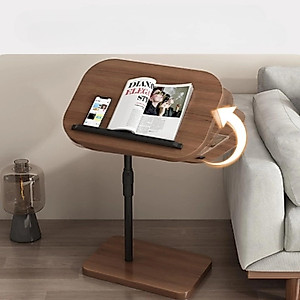 GENDLTHIJ C Shaped End Table for Couch, C Table End Table with Adjustable Height, Small Laptop Desk for Livingroom,Bedroom,Study and Small Spaces,Bedside Table (Original Wood,90° Swivel)